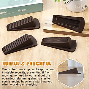 12 Pieces Rubber Door Stoppers Brown Rubber Door Stopper Wedge Large Heavy Duty Flexible Door Holder Door Stop Wedge Anti Slip Door Wedge for Door Bootom on Tile Carpet Wooden Floor Concrete