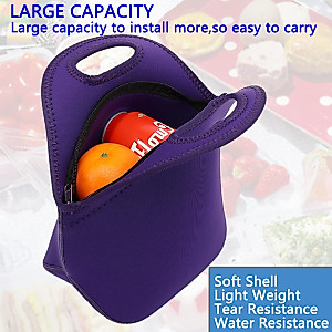 FlowFly Neoprene Kids Lunch box Insulated Soft Bag Mini Cooler Thermal Meal Tote Kit for Boys, Girls,Men,Women,School,Work, Office, Purple