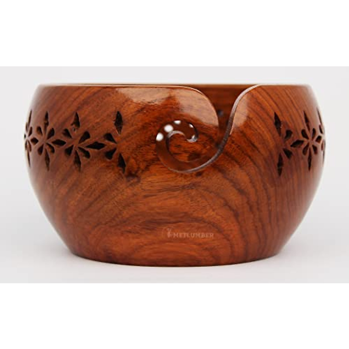METLUMBER Wooden Yarn Bowl Holder Yarn Storage Bowl for Knitting & Crocheting Handcrafted Rosewood Yarn Storage Bowl Round Knitting Bowl Crochet Bowl Holder Knit Weave Yarn Craft (RW - Bowl - 1)