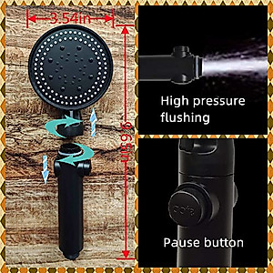Perfectyihui 7 Functions High Pressure Handheld Shower Head with Extra Long 6.5 ft Flexible and Sturdy Stainless Steel Hose and Adjustable Brass Swivel Ball Joint Bracket (matte black)