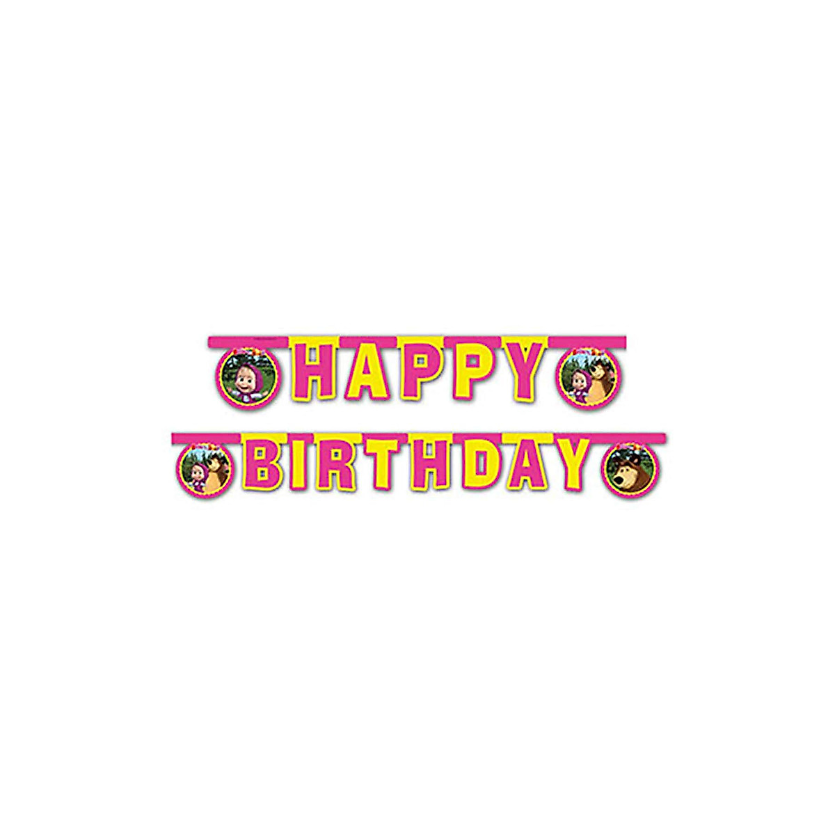 Procos 86564 – "Happy Birthday" Banner Masha and the Bear, 2.4 m, Multi-Colour