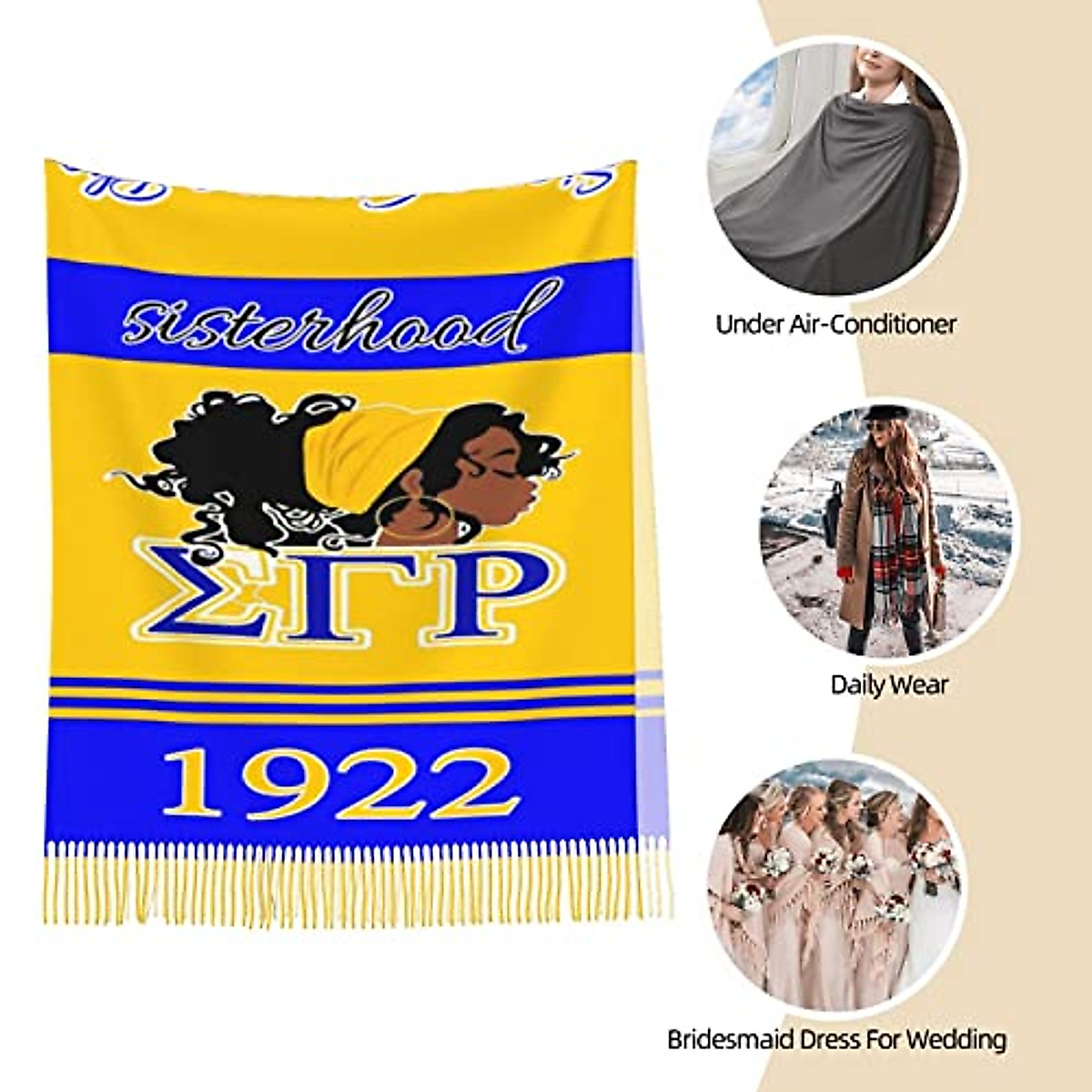 Beyli Sigma Gamma Rho Scarf Winter Warm Long Scarf Sister Gift Soft Tassel Scarf 77.6" * 28.3" Tassel 4"