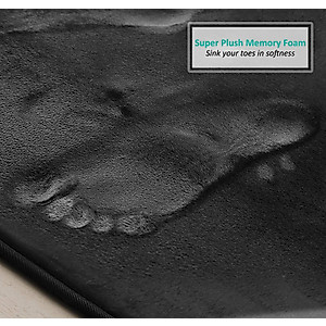 Clara Clark 3 Piece Bathroom Rugs Bath Mat Set, Velvet Memory Foam Bath Mats for Bathroom - Non-Slip, PVC Backing Bath Rugs, Washable Bathroom Rug Mats - Dries Quickly, Black Bathroom Rug Set