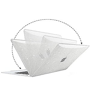 G JGOO Compatible with MacBook Pro 13 inch Case M2 2023 2022 2021, 2020-2016 M1 A2338 A2251 A2289 A2159 A1989 A1706 A1708 Touch Bar, Clear Glitter Hard Shell Case + Keyboard Cover + Screen Protector