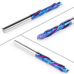 EANOSIC Compression Spiral Router Bits 1/4" Shank,1-1/4" Cutting Length, Extra Long 3 Inch, Carbide UP Down Cut CNC Router Bits End Mill for Wood Mortises Carving Engraving