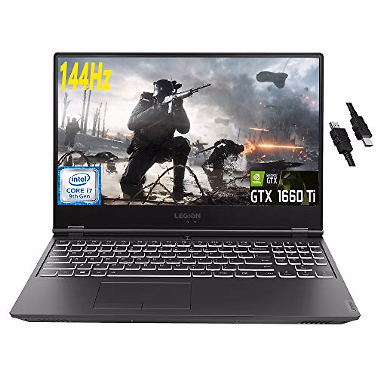 Lenovo Flagship Legion Y540 Gaming Laptop 15.6" FHD IPS 144Hz Display 9th Gen Intel Hexa-Core i7-9750H 16GB RAM 1TB SSD GeForce GTX 1660 Ti 6GB Backlit USB-C Dolby Win10 + HDMI Cable