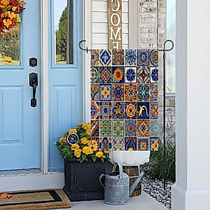 Double-sided garden flag Talavera Tiles Mexican Folk Outdoor Flag Garden Flag Yard Outdoor Decoration （12×18in）.