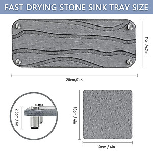 OceanTeda Fast Drying Stone Sink Caddy, Dark Grey, Square, Diatomite, 11 x 4 x 1 in