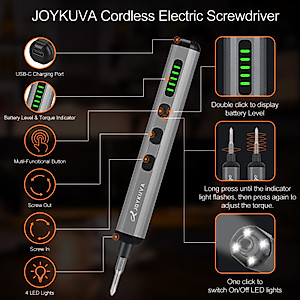 JOYKUVA Mini Electric Screwdriver Rechargeable, 70 In 1 Cordless Screwdriver Set With 64 Magnetic Bits, 5 Torque Stgs Electric Precision Screwdriver Repair Tool Kit for Watches Phones RC Toys Laptops
