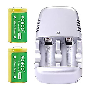 AOBOO CR2 Rechargeable Battery and Fast Charging head-300 mAh 3V Two-Pack Household Battery for Golf rangefinder, Telescope, Electric, Alarm and Other Equipment