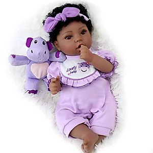 Aori Reborn Baby Dolls Black -18 inch African American Lifelike Newborn Girl Doll, Realistic Soft Posable Limbs and Weighted Body