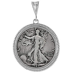 Sterling Silver Rope Wire Half Dollar Bezel 30 mm Coins Prong Back for all 50 Cent Coins Coin NOT Included