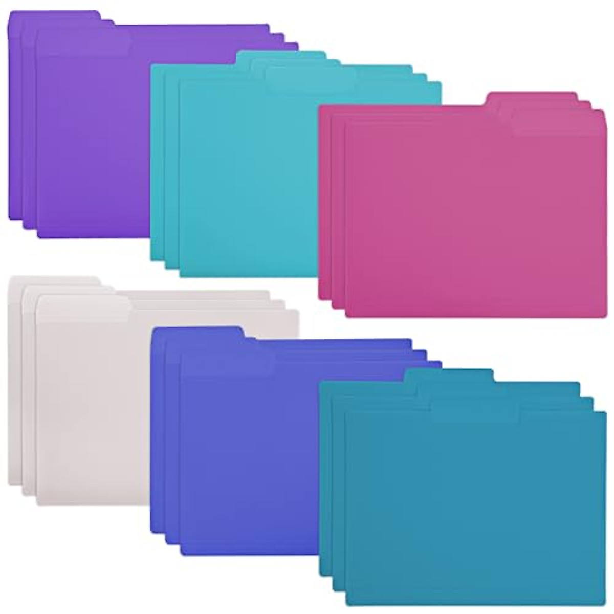 EOOUT Poly File Folders18 Pack 6 Gemstone Color, 1/3 Cut Tab Letter Size, 8.6 x 11.6 Inches Colored File Folders Classic Manila Folders Plastic Folders, Office Supplies File Folders