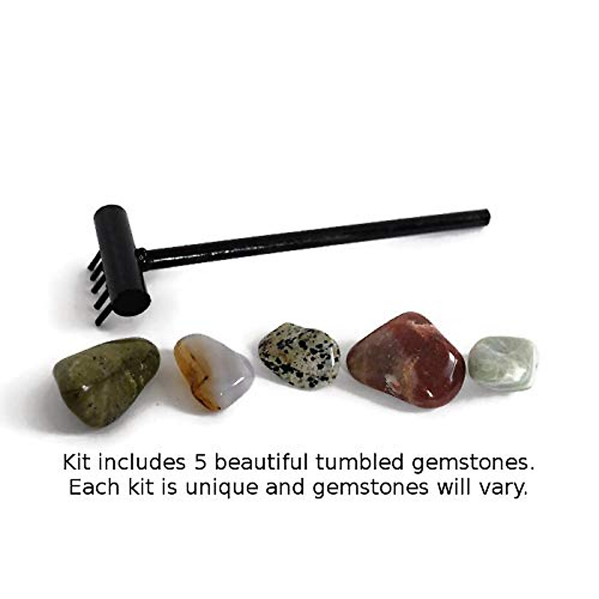 Tumbled Gemstones Handmade Zen Garden Kit for Desk Accessories Zen Office Decor Relaxing Gifts for Coworkers Mini Zen Garden with Polished Natural Stones