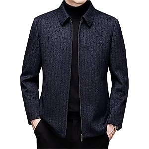BaRdzo Men's Coat Autumn and Winter Casual Lapel Wool Coat Men Sim Stripe Zip Coat Menswear (Color : E, Size : 190 code)
