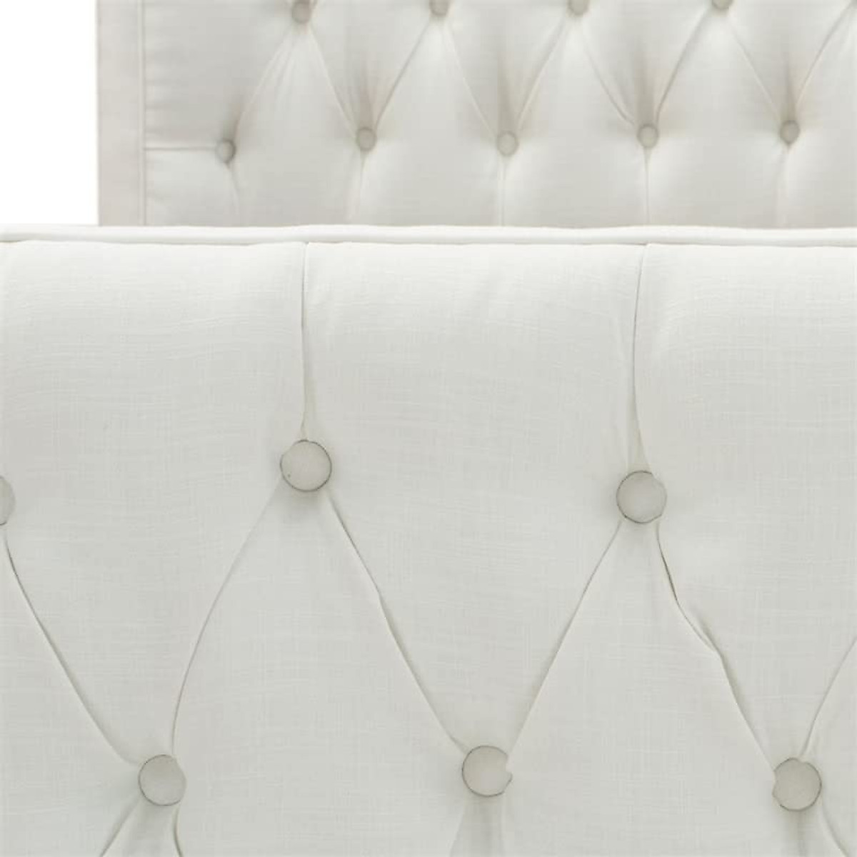 Jennifer Taylor Home Brooklyn King Tufted Panel Bed Headboard and Footboard Set, Antique White Polyester