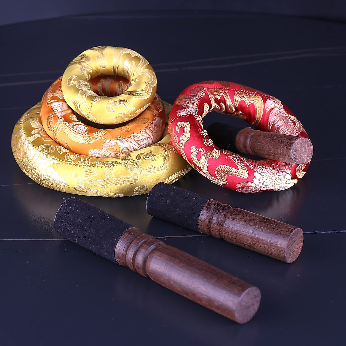 6.1inch sound bowl meditation set Handcrafted tibetan singing bowl heart chakra sound bath bowl zen music healing frequencies Yoga Prayer and Mindfulness Nepal meditation mat accessories (15.5cm)