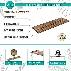 Wallniture Arras 17"x4.5" Wall Bookshelves Floating Shelves for Wall Storage,Wall Shelf for Living Room, Kitchen Organizer, Office, Burnt Finish White Bracket Set of 10