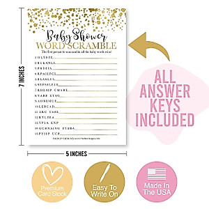 50 Gold Baby Prediction And Advice Cards, Trivia Games, etc, 25 Baby Animal Matching, Nursery Rhyme Game - 6 Double Sided Cards Baby Shower Games Funny, Baby Shower Ideas Baby Sprinkle Games