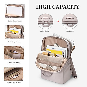 GOLF SUPAGS Travel Laptop Backpack for Women Anti Theft Slim Durable College Bookbag Business Computer Bag Fit 15.6 Inch Notebook (Pinkish Grey, 15.6 Inch)