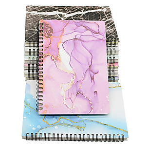 Yansanido Spiral Notebook, 8 Pcs A5 Marble Design Thick Hardcover 7mm College Ruled 80 Sheets -160 Pages Journals for Study and Notes (8 Style A5)