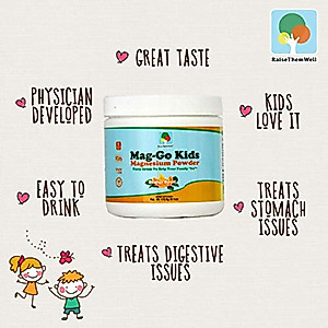 Raise Them Well Mag-Go Kids Magnesium Powder | Constipation Relief (Orange Burst) | 90 Servings per Tub