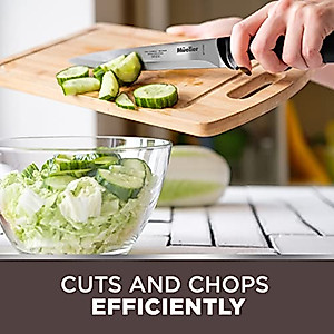 Mueller 6-inch High Carbon Stainless Steel Deba Knife, Double Bevel Blade with Comfort Handle