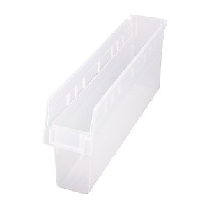 Quantum QSB805CL Store-MAX Shelf Bin, 23-5/8" Length x 4-1/8" Width x 8" Height, Clear, Pack of 16