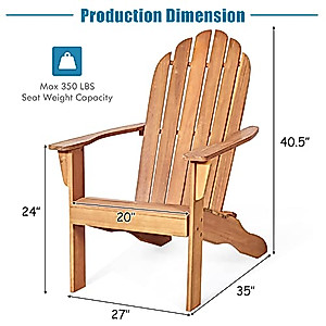 Tangkula Adirondack Chair, Acacia Wood Adirondack Lounger Chair, Outdoor Armchairs with Slatted Seating, Weather Resistant, for Patio Deck Lawn Backyard, Garden Adirondack Furniture (2, Natural)