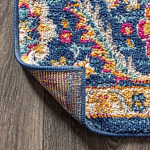 JONATHAN Y BMF106A-9 Bohemian FLAIR Boho Vintage Medallion Indoor Area-Rug Floral Easy-Cleaning High Traffic Bedroom Kitchen Living Room Non Shedding, 9 X 12, Blue/Multi