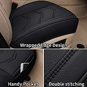 COCOVER 2 pcs Front Car Seat Covers, Faux Leather Protectors for Front Seats,Waterproof and Anti-Slip Cushions, Wrap Around The Bottom, Fits Most of Vehicles(Dimensions: 21.25''x 20.87'')–Black