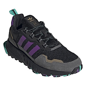 adidas Originals Men's ZX 1K Boost Sneaker Shoes, Core Black/Accent Purple/Mint, 10.5