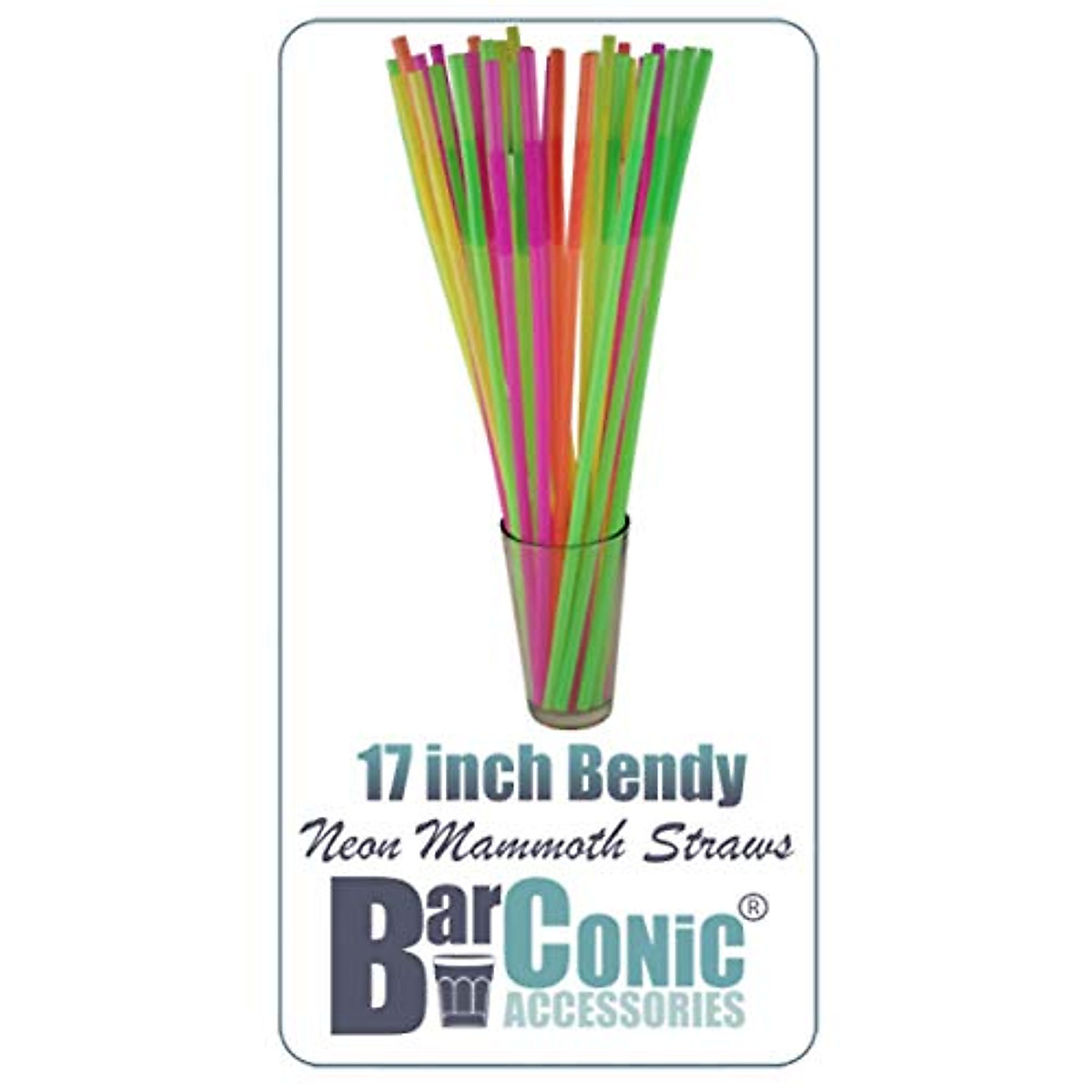 17 Inch Mammoth Bendy Straws - ASSORTED NEON (Pack of 200) (2)