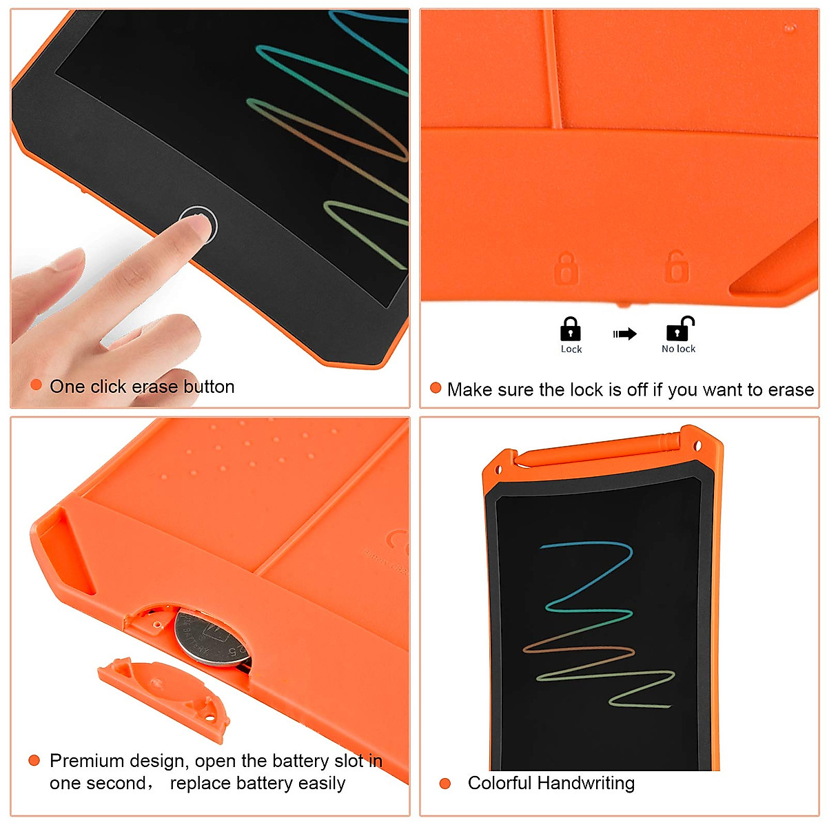 LEYAOYAO LCD Writing Tablet, Colorful Drawing Tablet with Protect Bag, Kids Drawing Pad 8.5 Inch Doodle Board,Toddler Boy and Girl Learning Toys Gift for 3 4 5 6 Years Old (Orange)