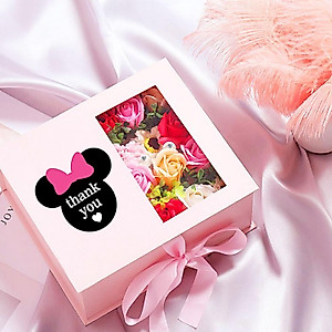 Pop Resin Mickey Minnie a Mouse Thank You Stickers 2.38 x 2 inch Mickey Ears Thank You Labels for Envelope Seals Birthday Baby Shower Party 200 Pack, Pink