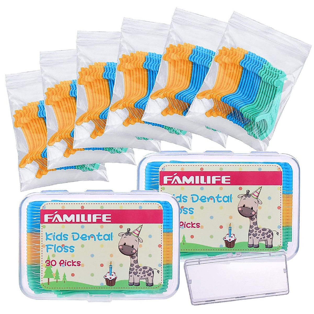 FAMILIFE Kids flossers Toddler Threaders Children Unwaxed Unflavored Fluoride Free Dental 404 Flossers Picks