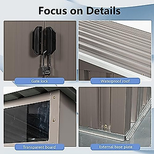 RITSU 6FT x 5FT Outdoor Storage Shed with Sheds & Outdoor Storage Clearance,Metal Tool Shed with Lockable Door,Shutter Vents and Waterproof Pent Roof for Backyard Patio Lawn, Grey