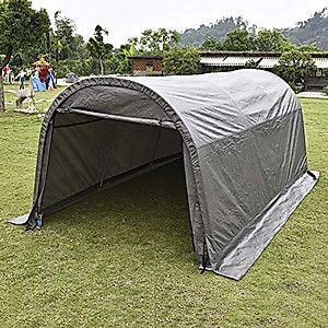 Walsport Carport Garage Car Canopy Tent Patio Portable for Garden Storage Large Heavy Duty Grey 20 x 10 x 8 Feet Round Roof