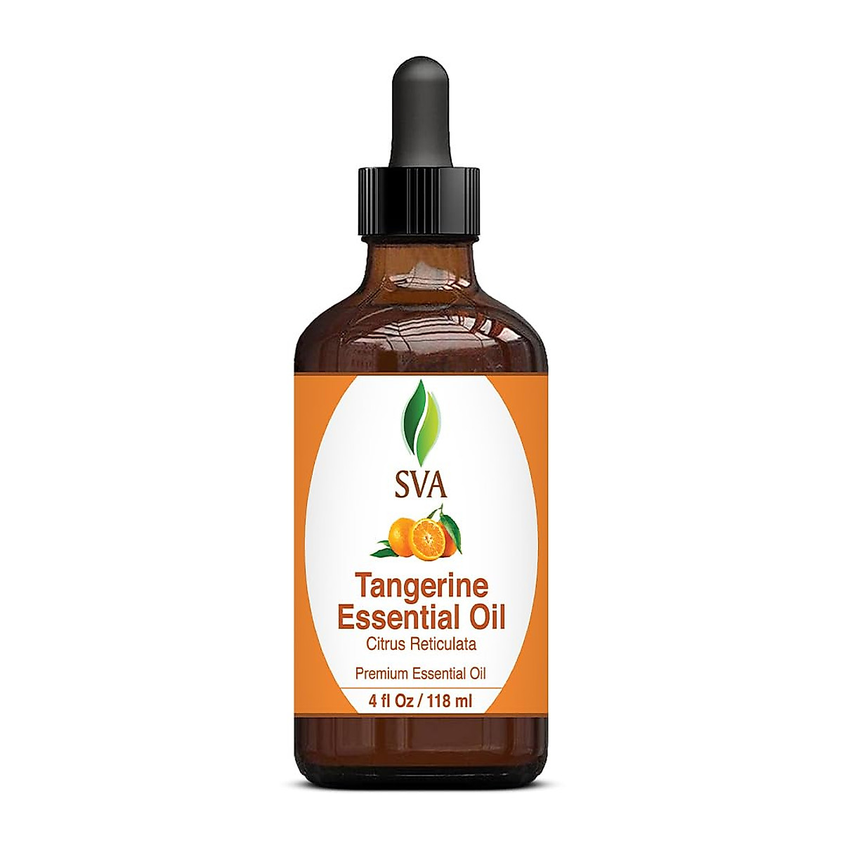 SVA Tangerine Essential Oil – 4 Fl Oz – 100% Natural Tangerine Oil - for Diffuser, Hair Care, Face, Skin Care, Aromatherapy, Scalp and Body Massage, Soap and Candle Making – with Dropper