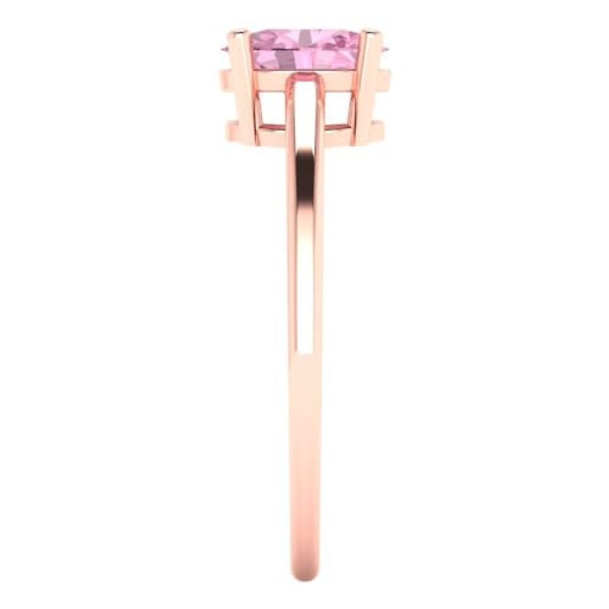 Clara Pucci 1.0 ct Oval Cut Solitaire Pink Simulated Diamond Engagement Wedding Bridal Promise Anniversary Ring 18K Rose Gold Size 7.5