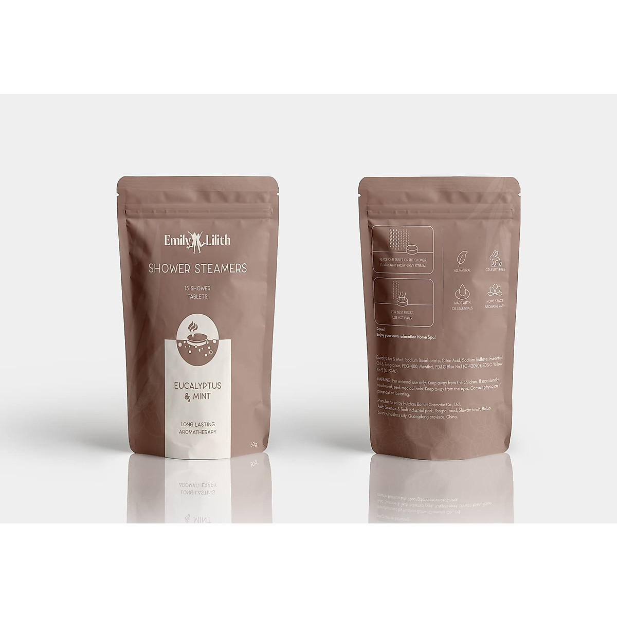 Shower Steamers Eucalyptus and Mint (15 Pack) Emily & Lilith Bath Bomb Aromatherapy Essential Oils Self Care Shower Steamer Relaxation, Birthday Gifts for Women and Men. Relaxing Shower Bomb