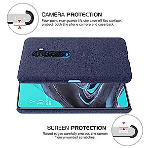 Grandcase Oppo Reno2 Case,Ultra-Thin Felt Cloth Anti-Fingerprint Shock Absorber Protective Cover for Oppo Reno2 6.5" -Blue
