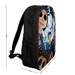 Coraline Teenagers Water Resistant Casual Backpack 3D Printed Fashion Travel Bag Schoolbag for Boys And Girls 17 Inch
