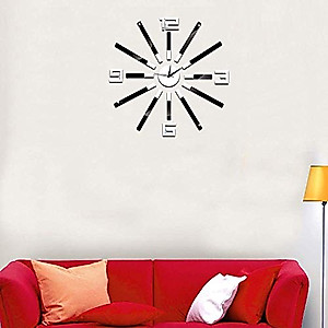 KXA Personality Mute Wall Clock, Creative Home Wall Clock Western Style Simple Mute DIY Mirror Wall Clock Wall Stickers Wall Clock