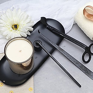 LUTAVOY Candle Accessory Set Candle Wick Trimmer Candle Wick Dipper Candle Snuffer Storage Tray 4 Packs Candle Care Kit Gift for Candle Lovers(Black - CAB3)