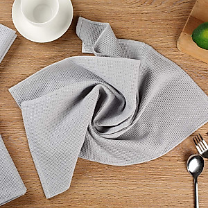 Classic Kitchen Towels, 100% Natural Cotton, The Best Tea Towels, Napkins, Absorbent and Lint-Free, Machine Washable, 16 x 24 Inch, 3 Pack Light Grey