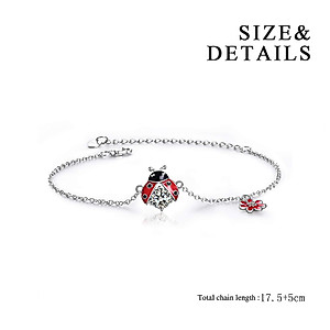 POPLYKE Ladybug Bracelet for Women 925 Sterling Silver Bracelet Jewelry Gifts for Mother Daughter Sister Grandma