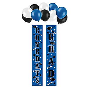 Graduation Porch Banners for Home,Businesses, Schools, Includes Balloons decorations for Class of 2023 (Blue)