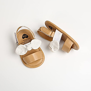 Ohwawadi Baby Girls Sandals Wedding Dress Mary Jane Flats Bowknot Princess Infant Shoes Soft Summer Newborn Crib Shoes First Walkers Prewalker Shoe