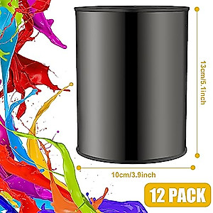 Foaincore 12 Pack Empty Metal Paint Cans with Lids Bulk 1.9 Pint Quart Size Painting Buckets Tin Storage Containers Unlined for Garage DIY Arts Crafts Projects(Black)